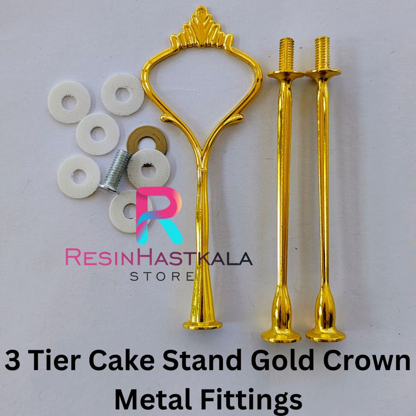 3 Tier Cake Stand Gold Crown Metal Fittings – Resinhastkala Store