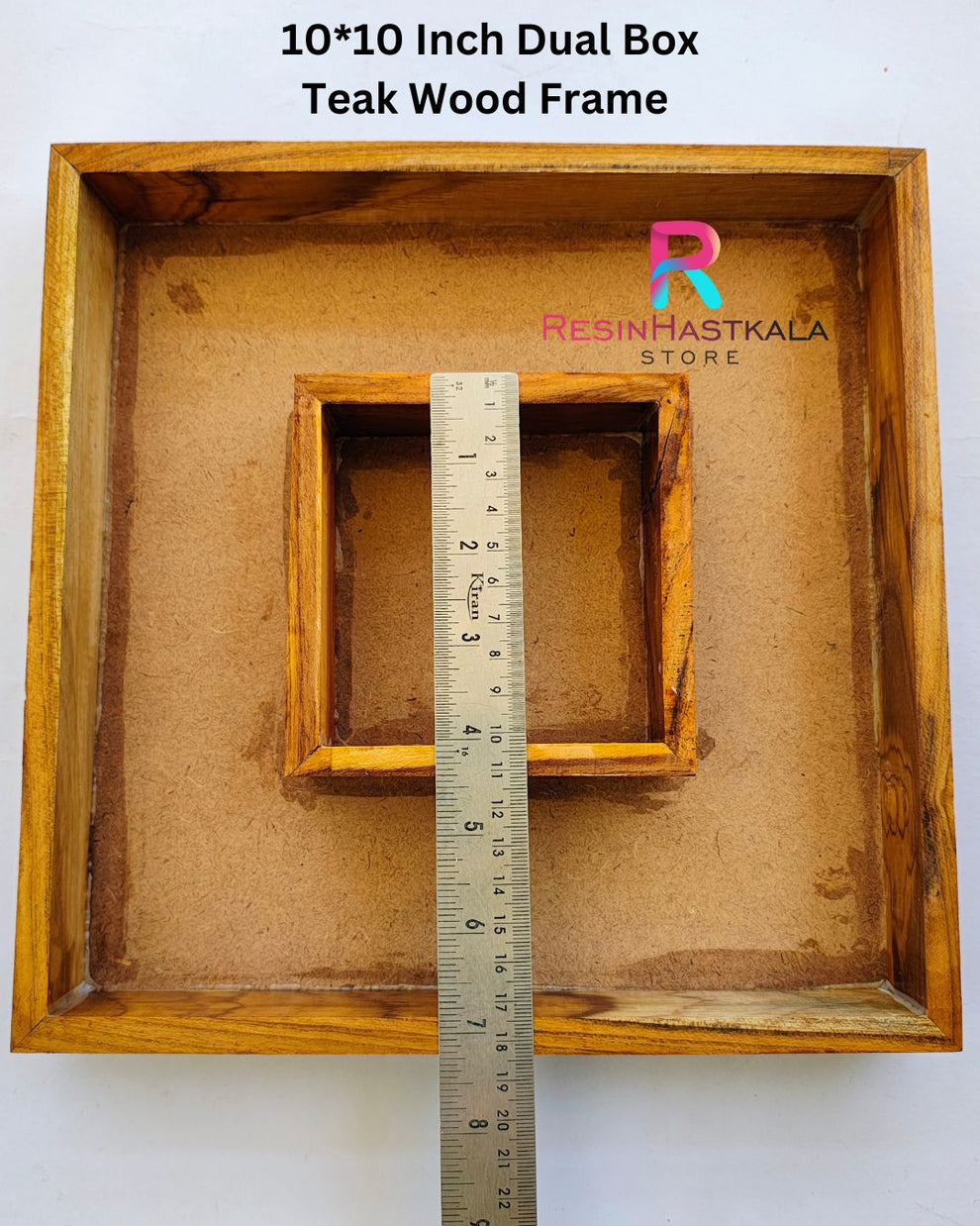10*10 Inch Dual Box Teak Wood Frame / Floting Frame / Varmala Preserva ...