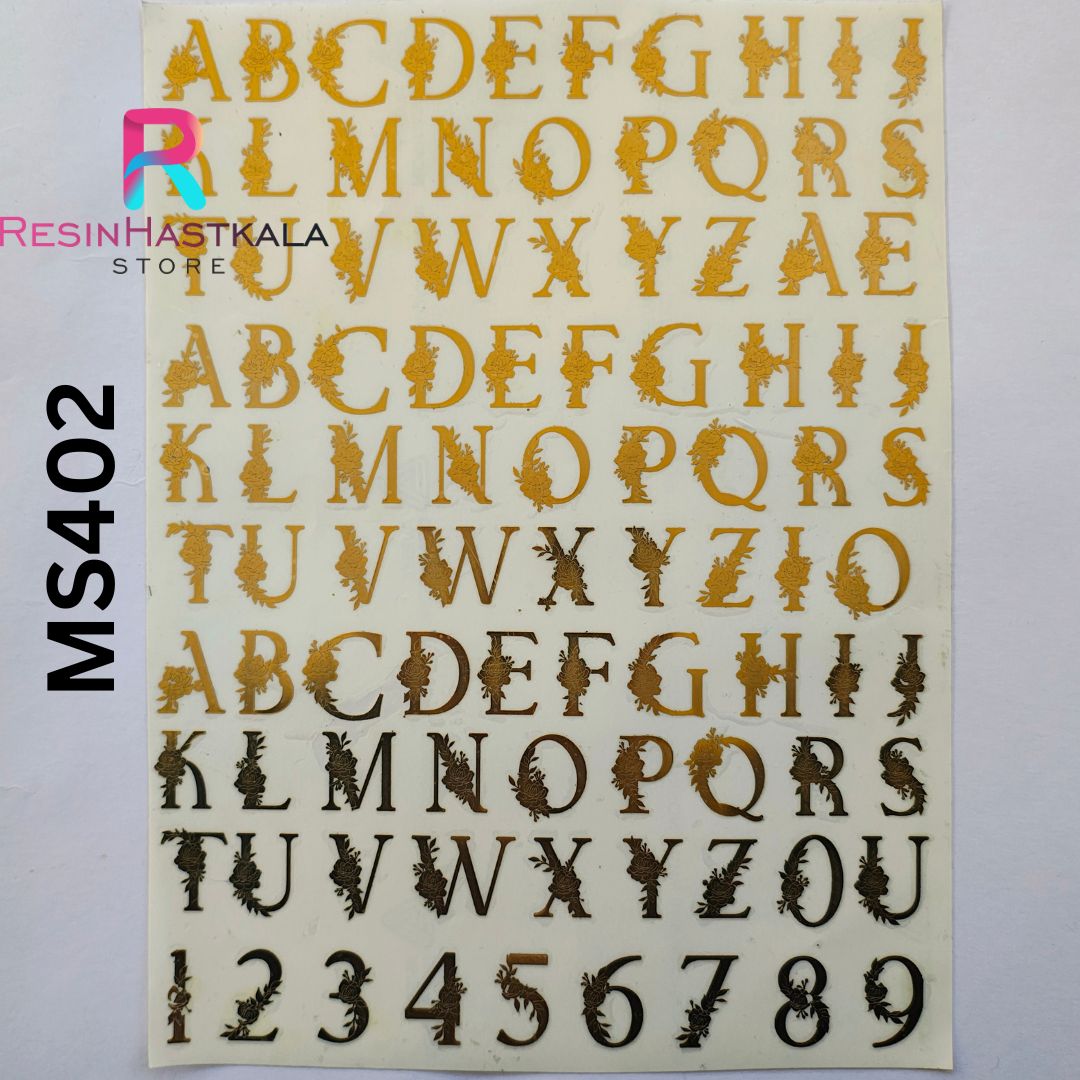 A4 Size Alphabet Metalic Sticker Sheet (MS402) – Resinhastkala Store