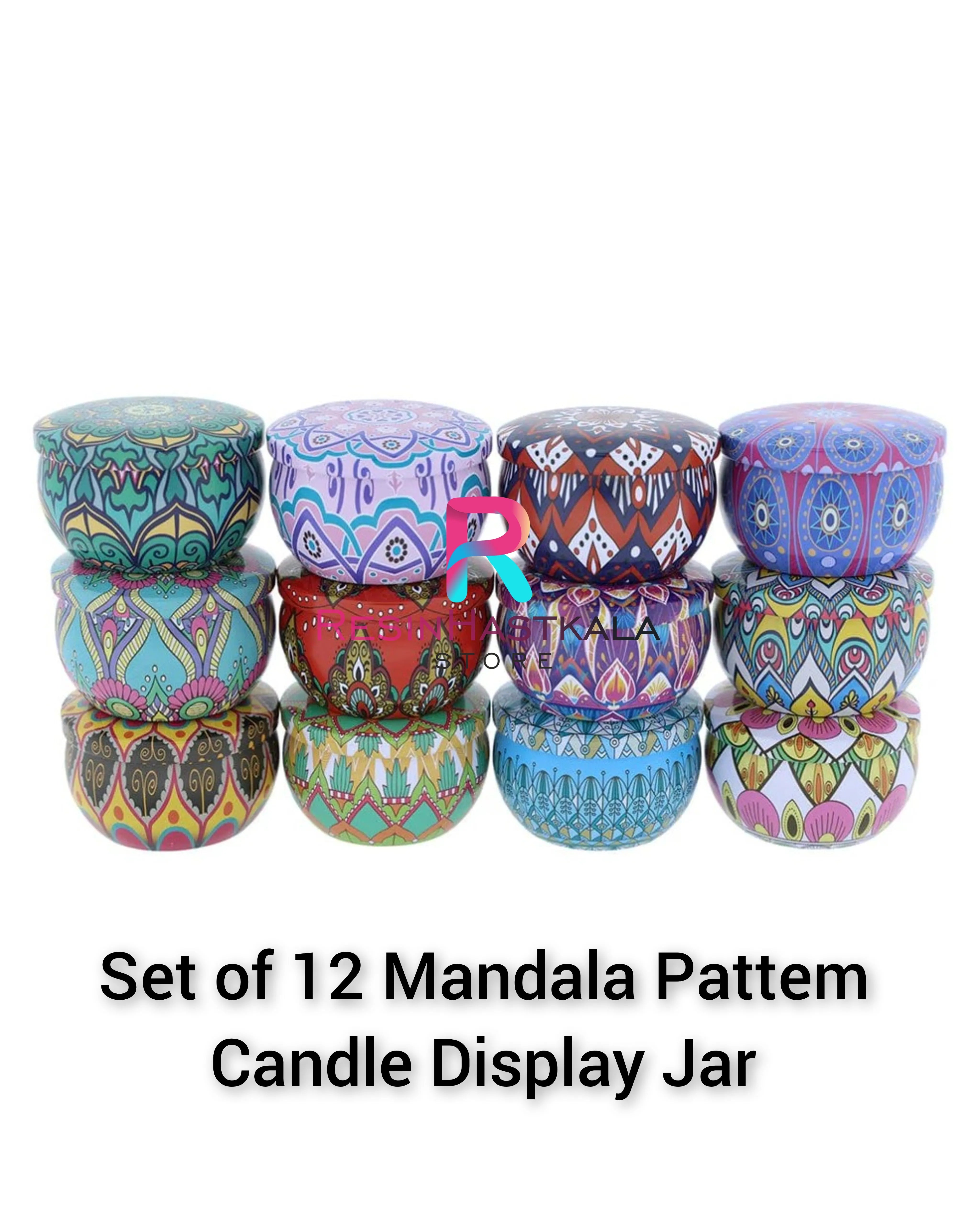Mandala Design Candle Display Jar – Pack of 12 – Resinhastkala Store